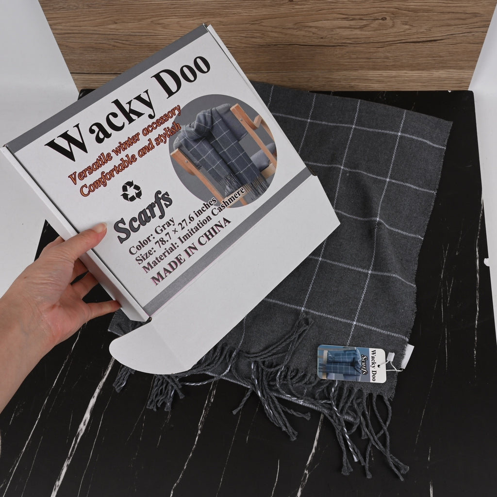 Wacky Doo Winter Warm Knitted Scarf Ultra‑Soft Wool Blend Scarf, Cozy ...